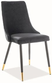 Jídelní čalouněná židle NOPI velvet černá/černá/zlatá