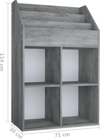 Dětský regál na časopisy betonově šedý 71x30x114 cm kompozit 339531