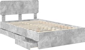 Rám postele s čelo Betonově Šedá 135 x 190 cm Dřevěný materiál 3412195