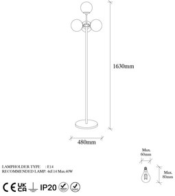 OPVIQ Podlahová lampa AKKAS bronz mléčné sklo
