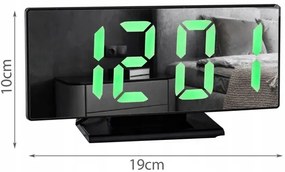 Digitální budík 4v1, LED hodiny, teploměr, velký LCD displej, zrcadlo černý 10721