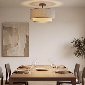 HOMCOM Stropní lampa, závěsná lampa s dvojitým stínidlem v lněném vzhledu, taupe