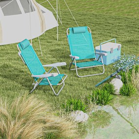 Outsunny Sada 2 skládacích zahradních židlí přenosná rybářská židle campingová židle s 6-násobně nastavitelným sklopným opěradlem - hliník rozměr 62D…