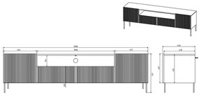 Skříňka TV Nicole 200 cm s výklenkem - Bílý / Dub artisan / bílé nohy