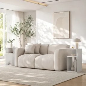 HOMCOM Sada 2 moderních odkládacích stolků s otevřenou přihrádkou, do obývacího pokoje, ložnice, kanceláře, bílá