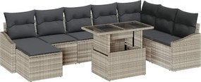Set pohovek 9 ks Světle šedá polyratan 3349058