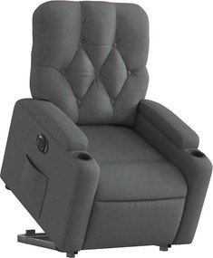 Elektrické zvedací polohovací křeslo tmavě šedé textil 3204735