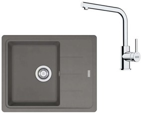 Franke - Kuchyňský set G262ŠK, fragranitový dřez BFG 611-62 a baterie FS 3230.031, šedý kámen/chrom 114.0700.733
