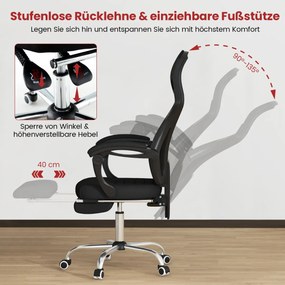 Costway Ergonomická kancelářská židle ze síťoviny s opěrkou nohou a výškově
