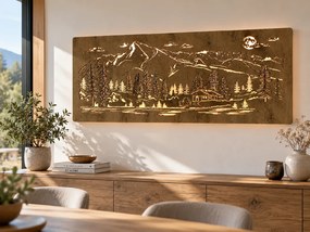 Li-Go "Chata v horách" světelný obraz 230V 130x50 cm provedení povrchu: dub