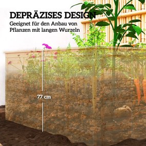 Vyvýšený dřevěný záhon 152 x 77 x 77 cm Vyvýšený hluboký bylinkový záhon s otevřeným dnem Vyztužující tyče