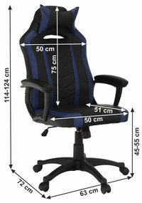 Tempo Kondela Herní židle Agena, černá/modrá