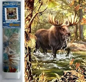 NORIMPEX Diamantové malování Los v řece / 30x40 cm