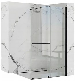 Rea - Cortis posuvná sprchová zástěna 100x195cm, 6mm sklo, čiré sklo/černý profil, REA-K7740