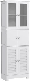 HOMCOM Sloupcový pomocný nábytek do koupelny s 6 dveřmi, nastavitelnými policemi a protiskluzovým designem moderní koupelnová skříň 60x30x170,5 cm bí…