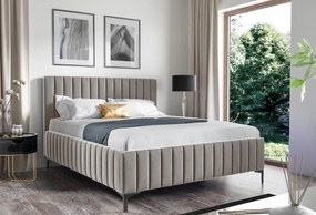 Eka Čalouněná postel INTIMA+ 140x200 cm Barva látky Trinity: (2305) Tmavá béžová, Úložný prostor: S dřevěným rámem úložného prostoru