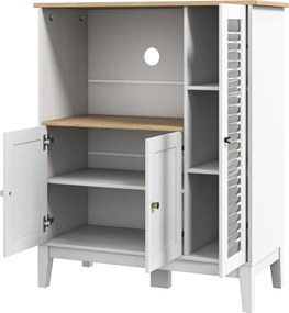 HOMCOM Mikrovlnková Skříň, Kuchyňská Skříňka, Buffet se 1 Niche a 3 Dveřmi, Systém Řízení Kabelů, pro Kuchyň, Jídelnu a Obývací Pokoj, 80 x 35 x 97 c…