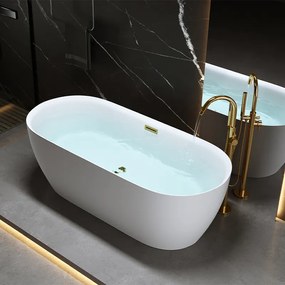 BPS-koupelny Volně stojící akrylátová vana HYD-CES518B 160x75 bílá, odtokový komplet zlatý