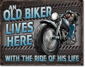 Plechová cedule Old Biker - Ride, (42 x 30 cm)