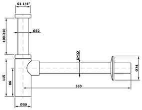 Bruckner - Kulatý umyvadlový sifon DN32 lesklý chrom