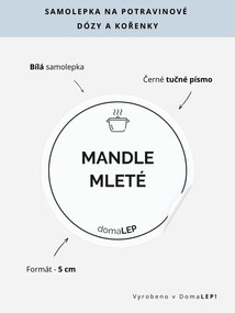 MANDLE PLÁTKY – bílá samolepka na dózu, tučné písmo, 5 cm | DomaLEP