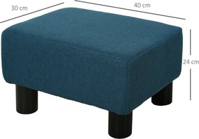 HOMCOM Nízka podnožka do obývacího pokoje s potahem z lnu, obdélníková, s dřevěnou konstrukcí, Námornická modrá