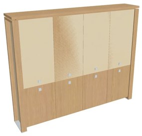 Vysoká skříň Verno+ S 260 x 46 x 210 cm, kombinované dveře, dub světlý / vanilka