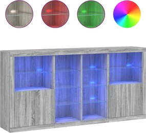 Příborník s LED osvětlením šedý sonoma 202 x 37 x 100 cm 3209189