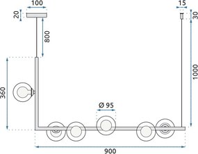 Toolight - Závěsné svítidlo 6xG9 25W APP690-6CP, zlatá, OSW-05470