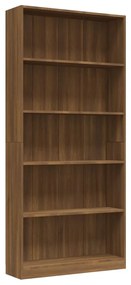 Petromila 5patrová knihovna hnědý dub 80 x 24 x 175 cm kompozitní dřevo
