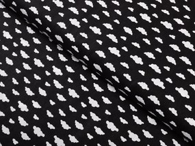 Biante Dětský bavlněný oválný ubrus Sandra SA-306 Bílé mráčky na černém 120x140 cm