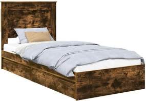 Postel s úložným prostorem se zásuvkou Kouřový dub 90 x 200 cm 3410277