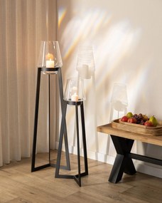 Malý svícen Loft Glow se skleněným krytem 27x27x86 cm