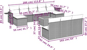 11dílná zahradní sedací souprava s poduškami šedá polyratan 3257103