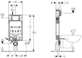 Geberit, GEBERIT KOMBIFIX ECO Podomítková nádržka, Sigma 8 cm, H 109 cm, 110.790.00.1