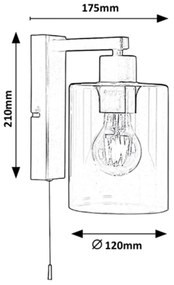 Rabalux MIROSLAW nástěnná lampa max. 1x40W | E27 | IP20 - matná černá