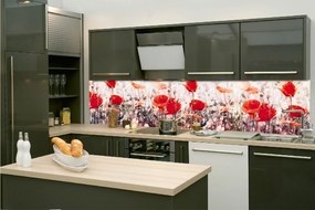 DIMEX | Fototapeta do kuchyně Mlčí mák KI-260-171 | 260 x 60 cm | červená, béžová, růžová