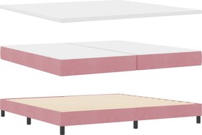 Postel s boxspringem s čelo Růžová 200 x 200 cm samet 3339199