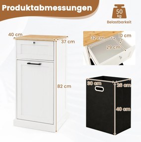 Costway Prádelní skříň s košem volně stojící rozkládací koš na prádlo