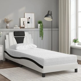 Postel Viana s matrací bílá a černá 90 x 190 cm umělá kůže 3208767