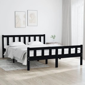 810688 vidaXL Rám postele černý masivní dřevo 150 x 200 cm King Size
