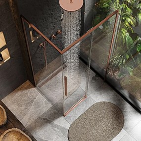 Rea Solar, sprchový kout s posuvnými dveřmi 120(dveře) x 90(stěna) x 195 cm, 6mm čiré sklo, měděný matný profil, REA-K9514