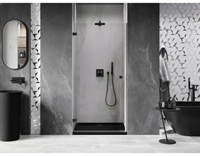 Mexen, Mexen Lunar-B výklopné sprchové dveře levé 85 cm, transparentní, černé - 832-085-000-70-00-L