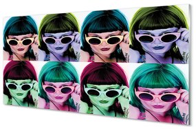 akrylový obraz Ženského vlasy barevné brýle 125x50 cm