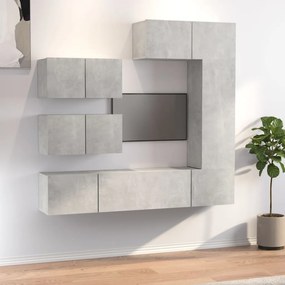 6dílný set TV skříněk betonově šedý kompozitní dřevo 3114553