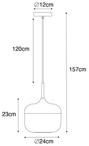 Designové závěsné svítidlo černé se zlatem a kouřovým sklem - Kyan