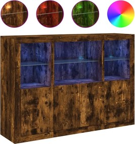 Příborníky s LED osvětlením 3 ks kouřový dub kompozitní dřevo 3209111