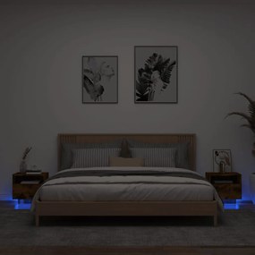 Noční stolky s LED osvětlením 2 ks kouřový dub 40 x 39 x 37 cm