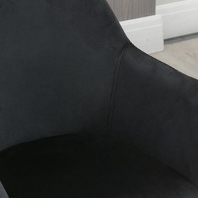HOMCOM Sada 2 ergonomických kuchyňských židlí s prodlouženými područkami a opěradlem, nosnost do 120 kg, polyester a dřevo, černá 54x57x80 cm