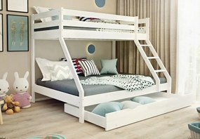 Patrová postel pro 3 Mike - bílá Bílá   
140x200 cm
